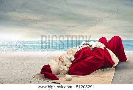 Santa Claus Sunbathing Image & Photo (Free Trial) | Bigstock