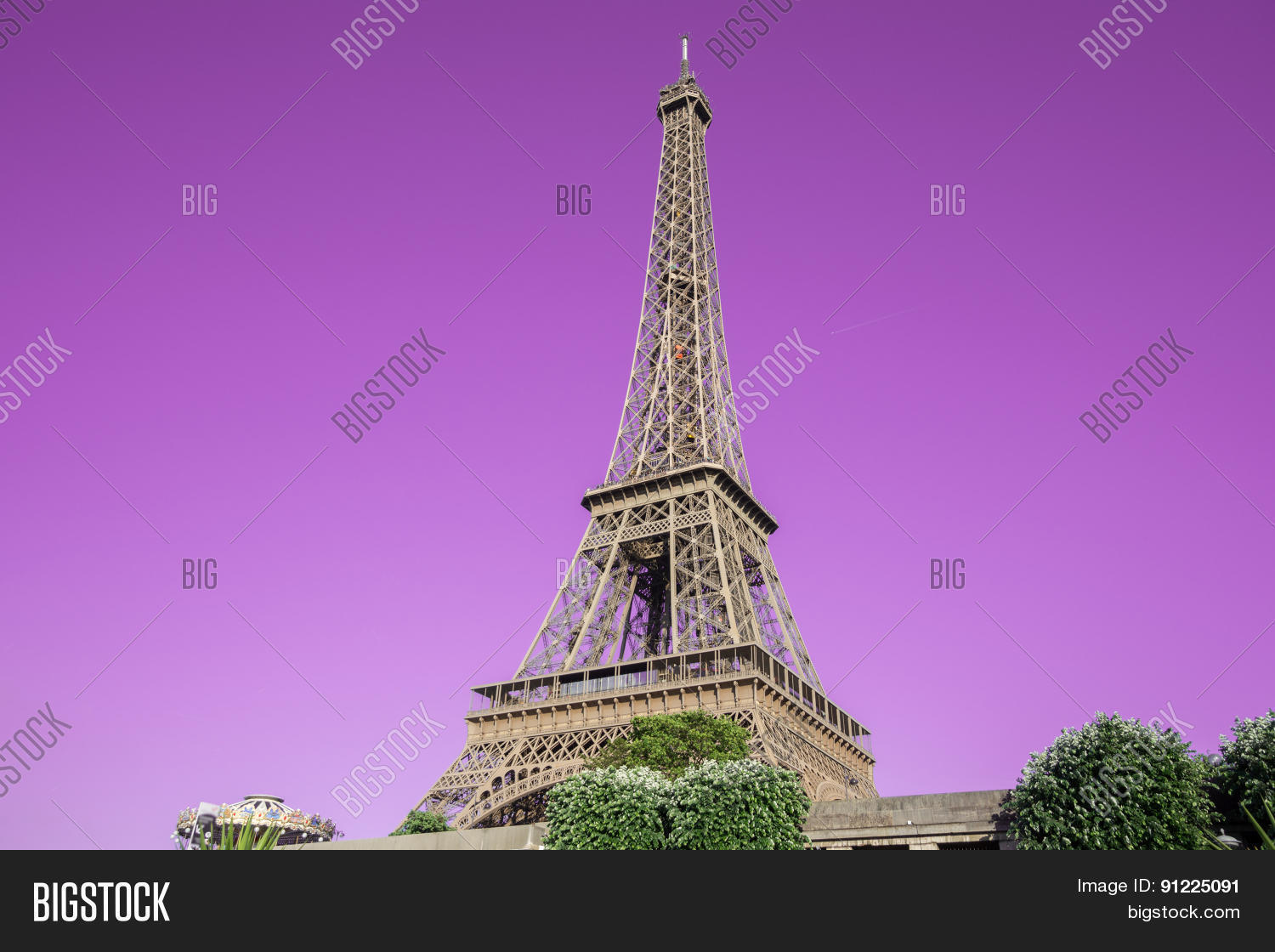 Eiffel Tower Over Pink Image & Photo (Free Trial) | Bigstock