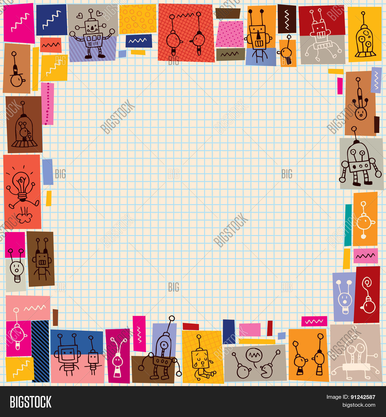 Cute Robots Collage Vector & Photo (Free Trial) | Bigstock