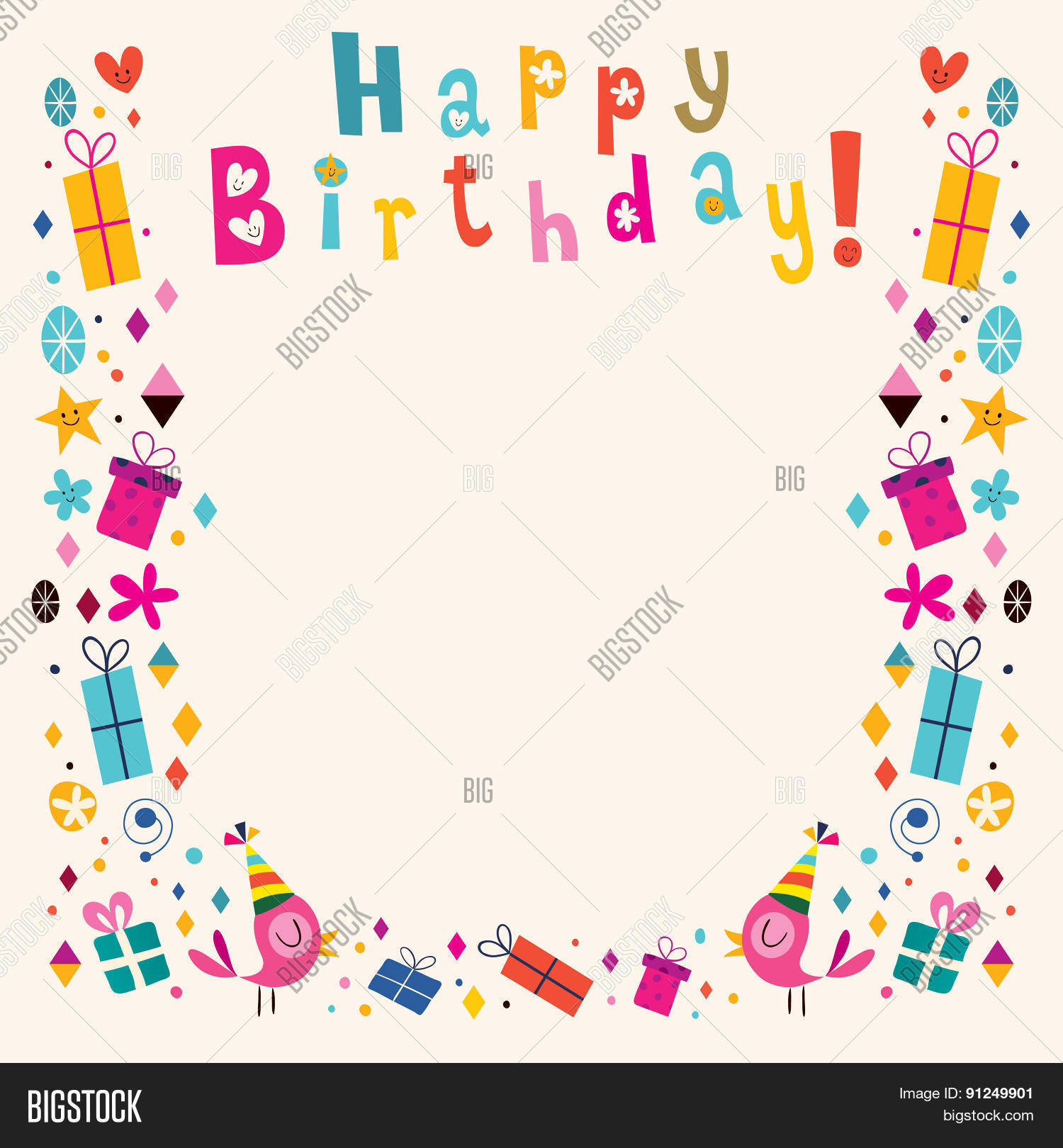 Happy Birthday Border Vector & Photo (Free Trial) | Bigstock