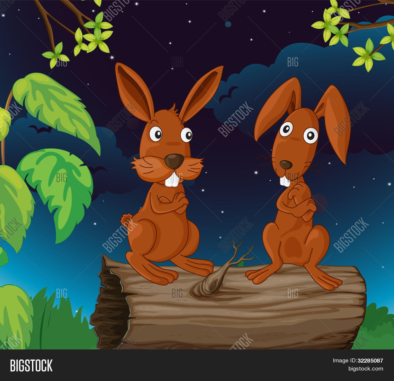 Illustration 2 Bunnies Image & Photo (Free Trial) | Bigstock