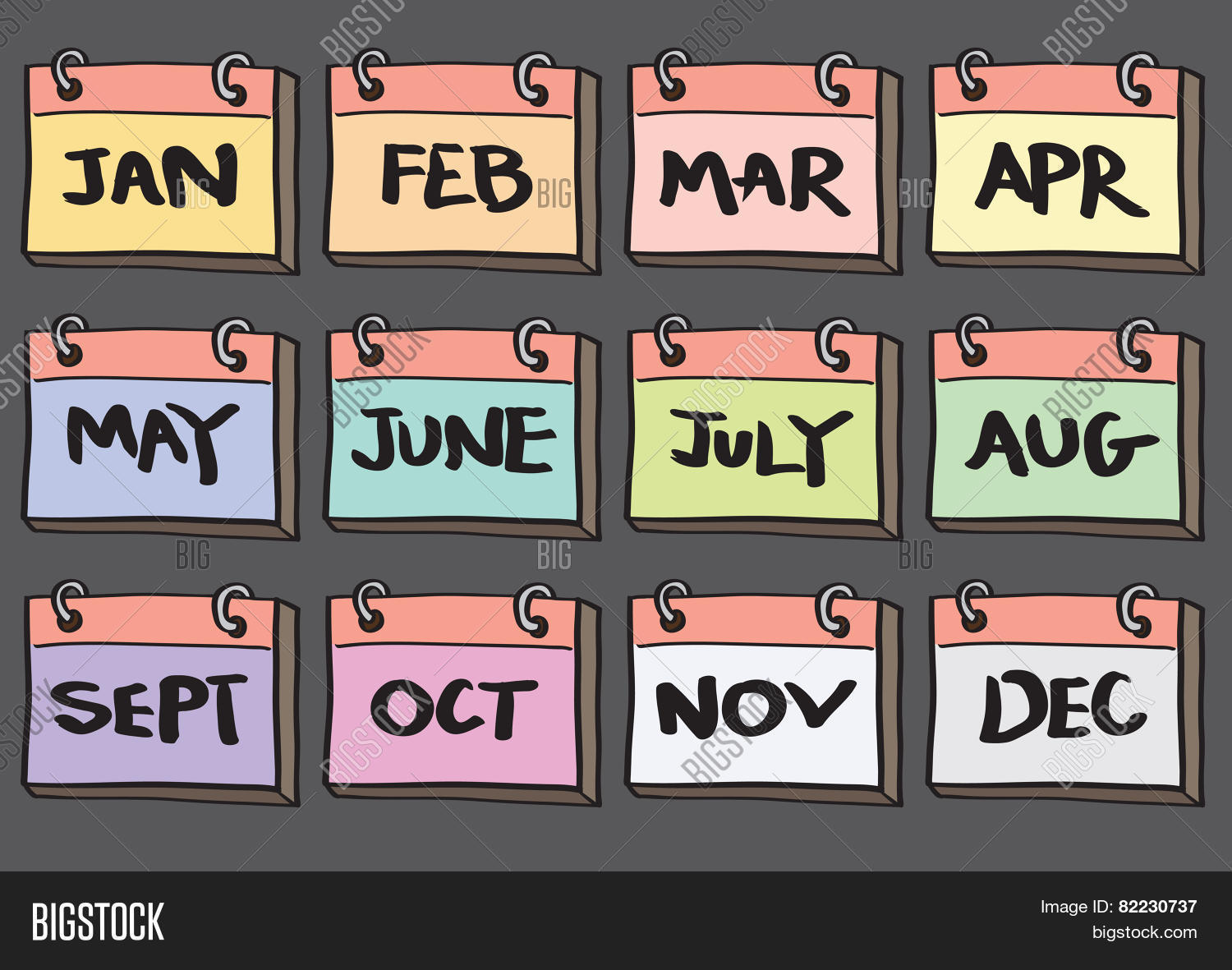 12-month Calendar Vector & Photo (Free Trial) | Bigstock