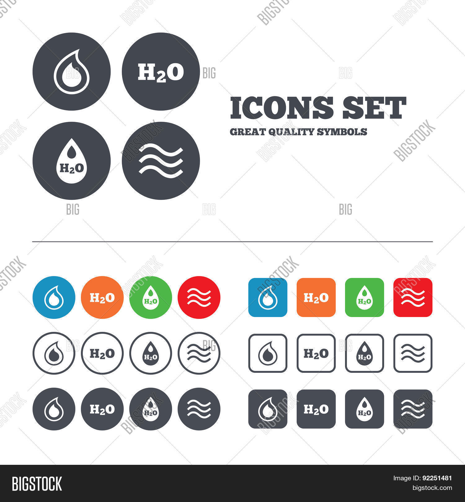 H2O Water Drop Icons Vector & Photo (Free Trial) | Bigstock