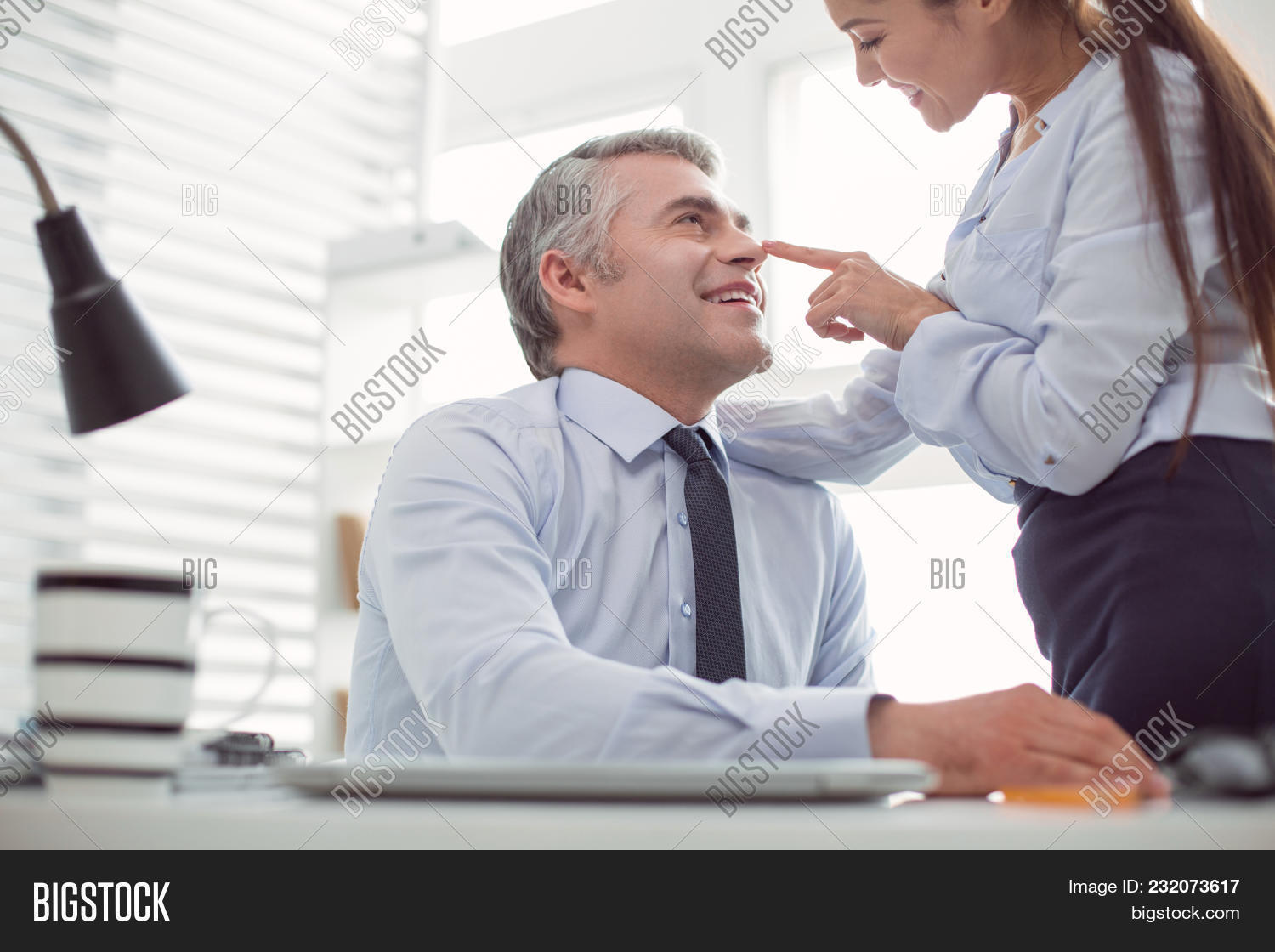 Flirting Office Happy Image And Photo Free Trial Bigstock
