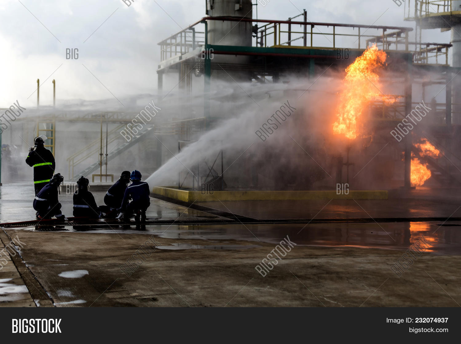 Firemen Using Water Image & Photo (Free Trial) | Bigstock