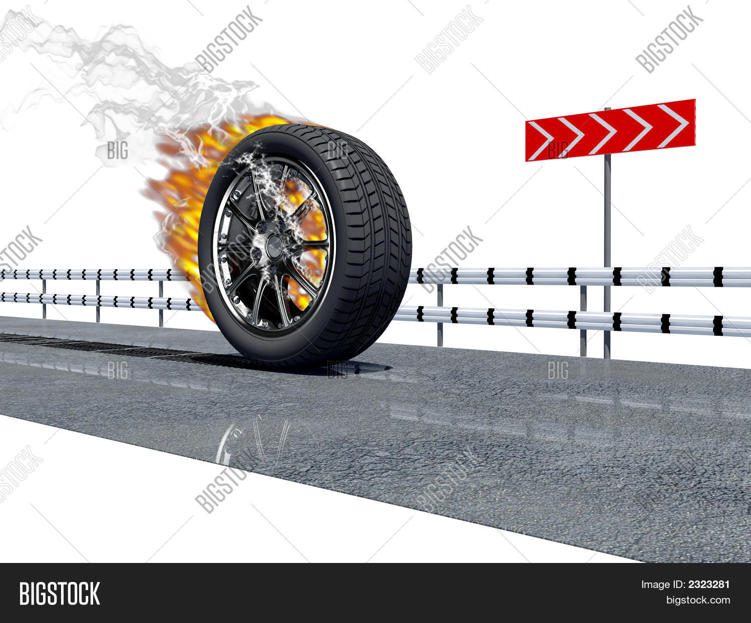 Fire Wheel On Road Image & Photo (Free Trial) | Bigstock