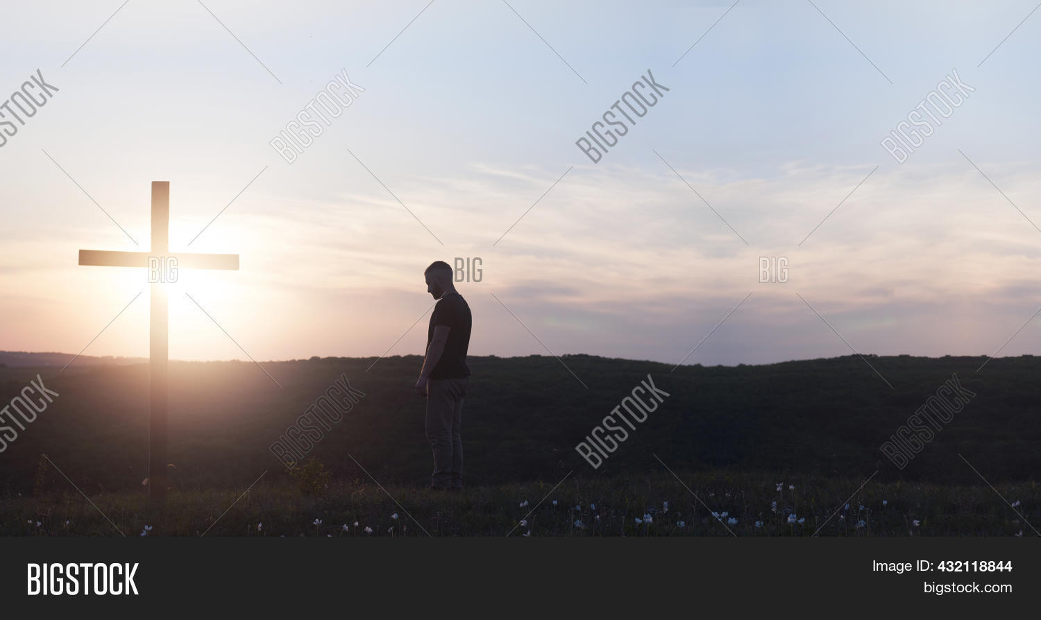 Cross. Man Near Cross Image & Photo (Free Trial) | Bigstock