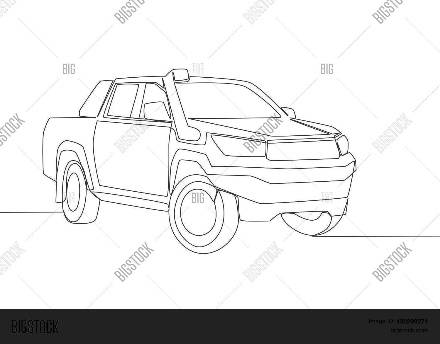 One Line Drawing 4x4 Vector & Photo (Free Trial) | Bigstock