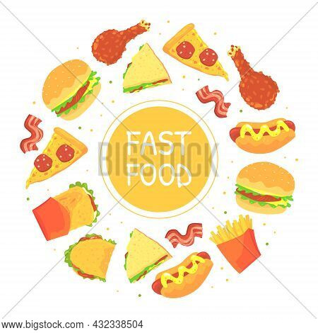 Fast Food Circle Vector & Photo (Free Trial) | Bigstock