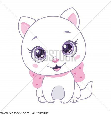 Little White Cat Pink Vector & Photo (Free Trial) | Bigstock