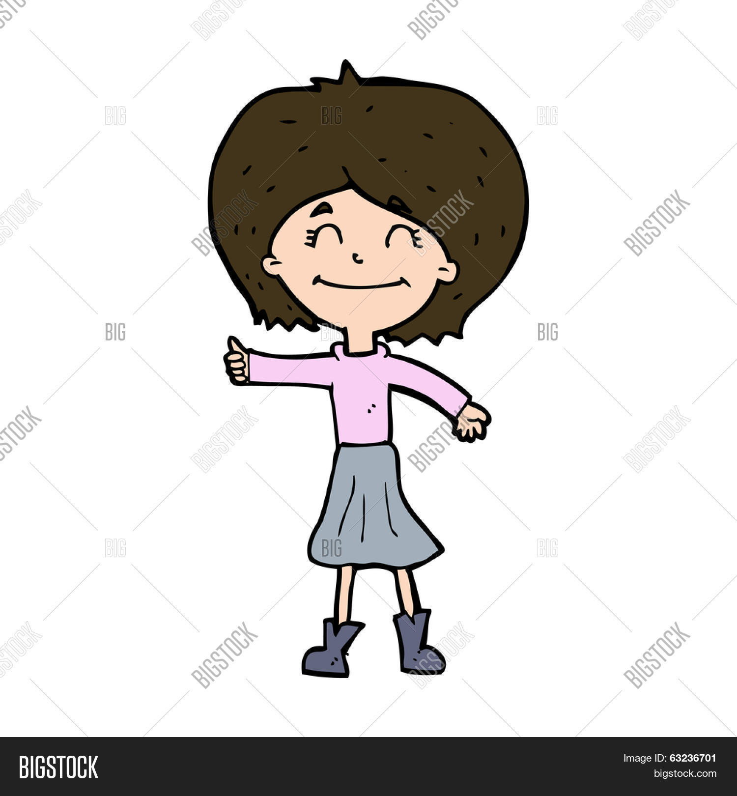 Cartoon Happy Girl Vector & Photo (Free Trial) | Bigstock