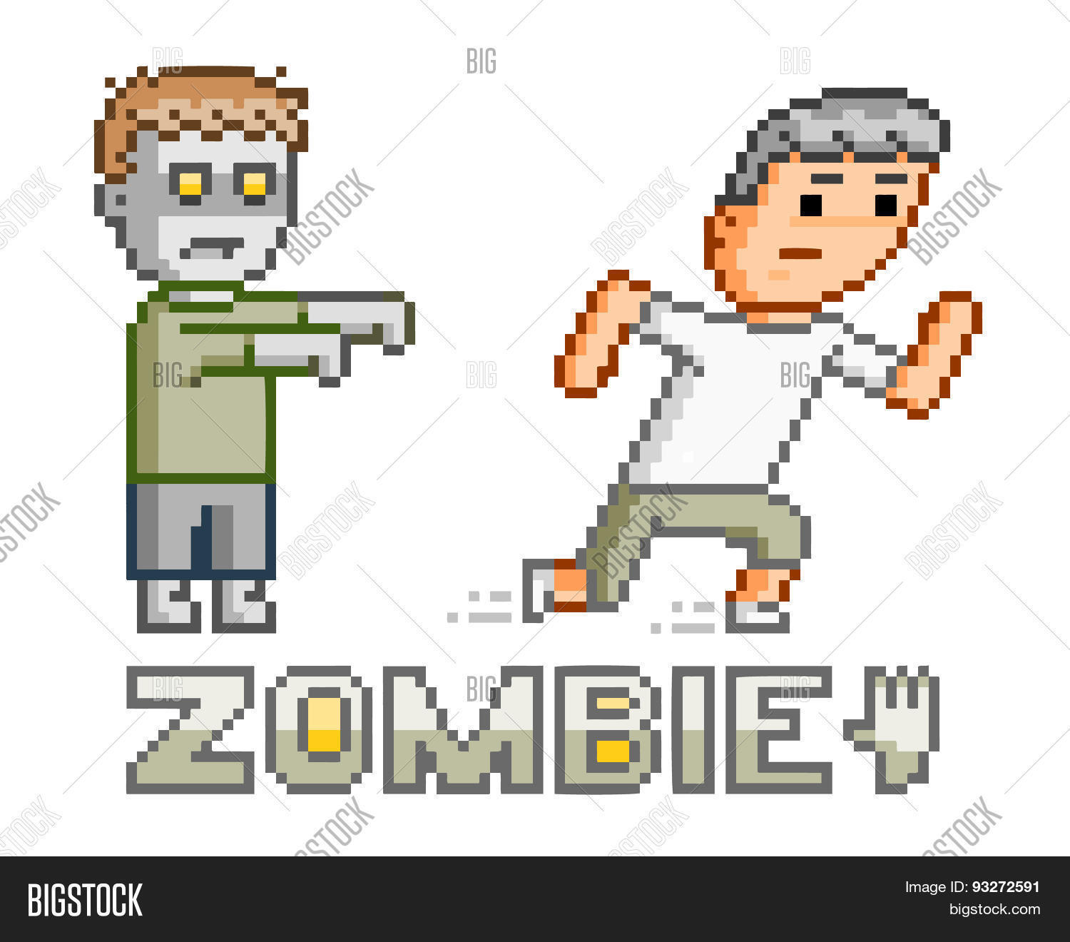Pixel Art Zombie Man Vector & Photo (Free Trial) | Bigstock