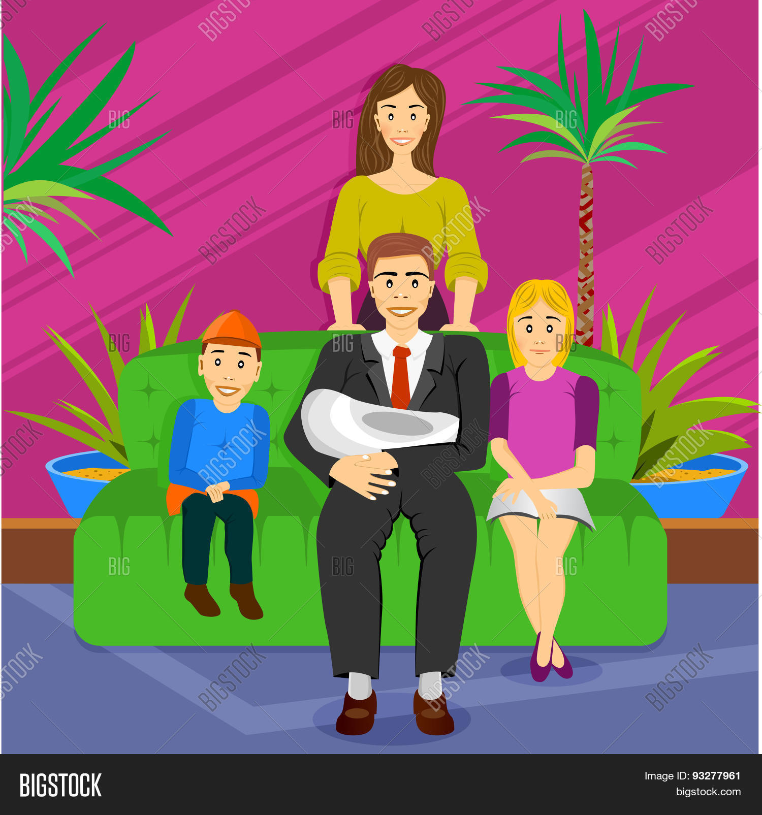 Happy Cartoon Family Vector & Photo (Free Trial) | Bigstock