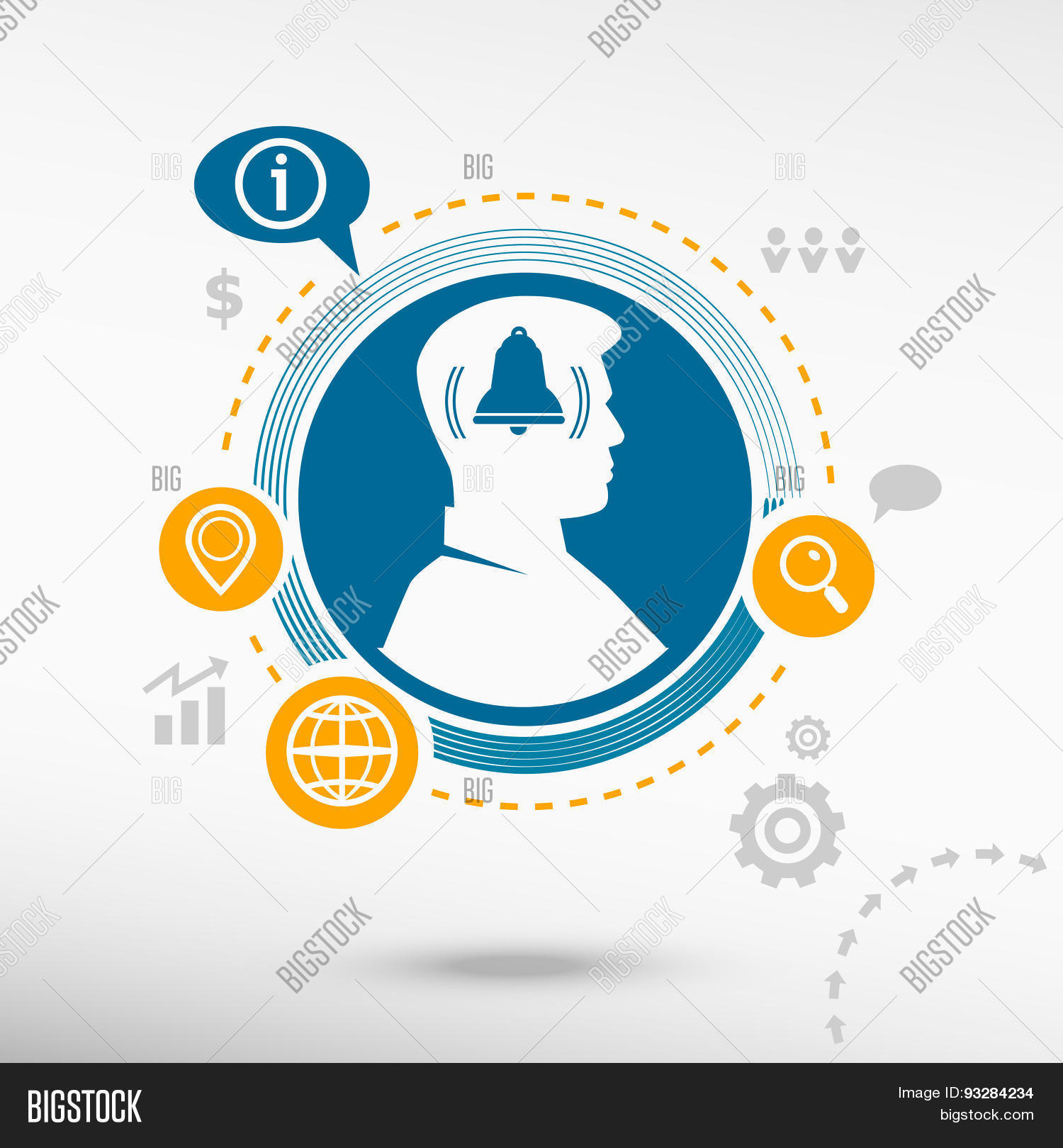 Bell Icon Male Avatar Vector & Photo (Free Trial) | Bigstock
