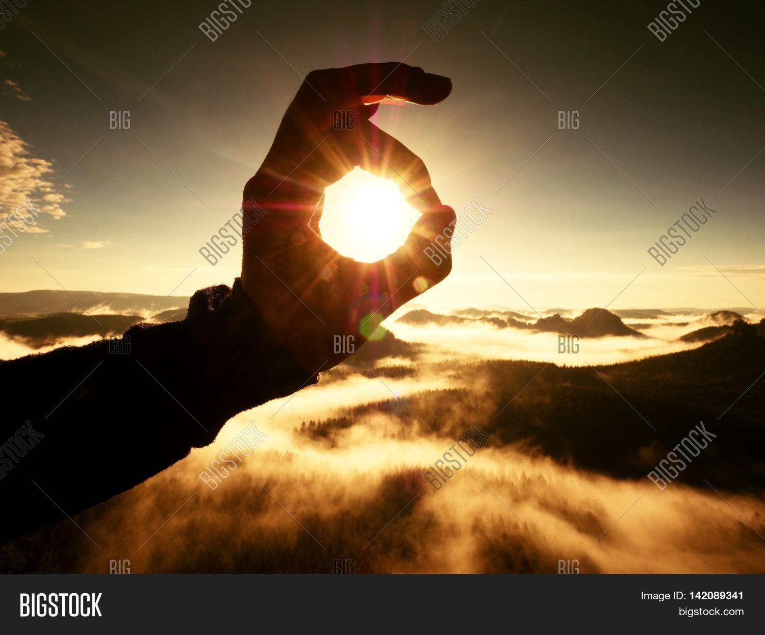 Man Hand Touch Sun. Image & Photo (Free Trial) | Bigstock
