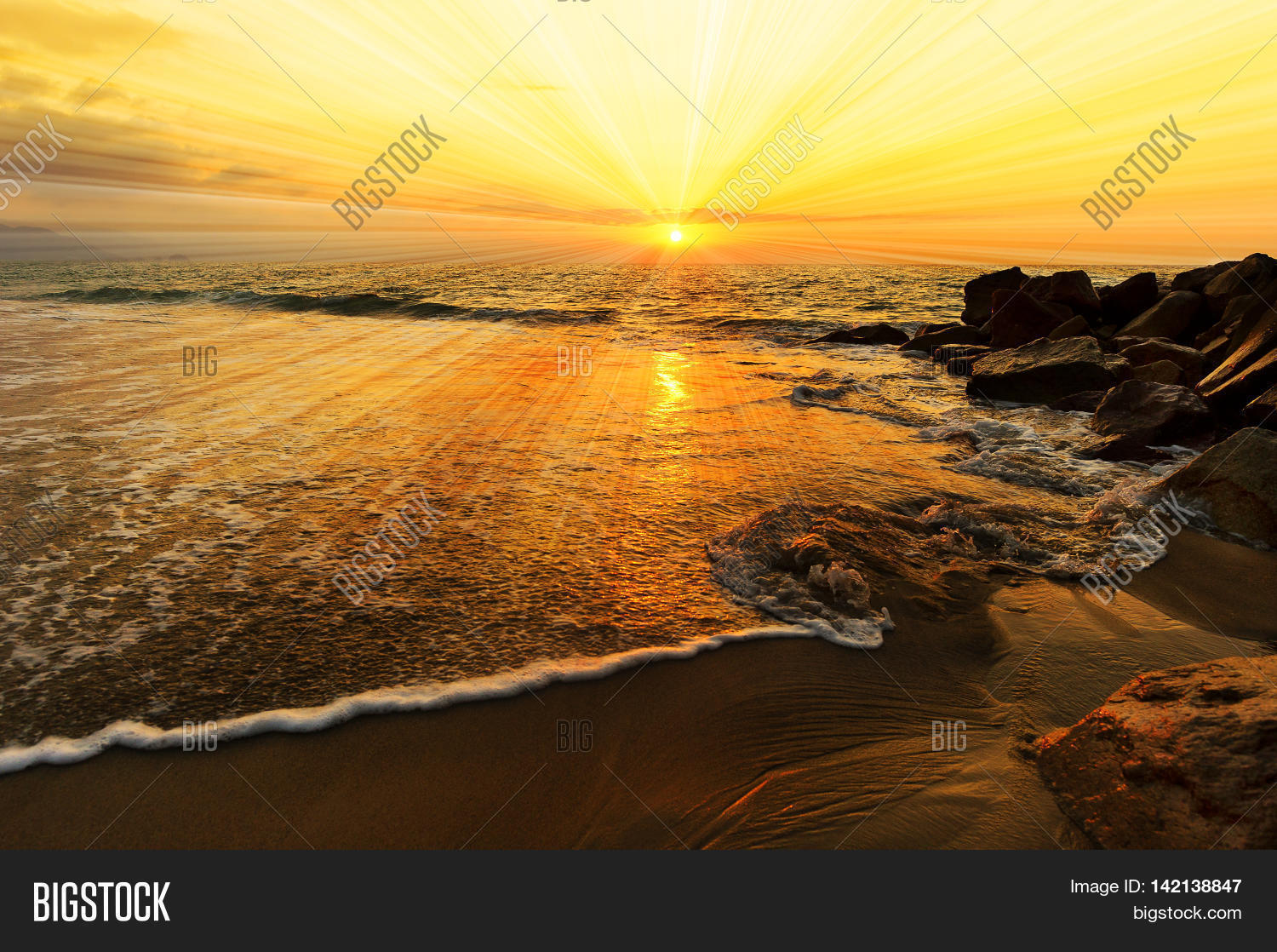 Ocean Sunset Sun Rays Image & Photo (Free Trial) | Bigstock