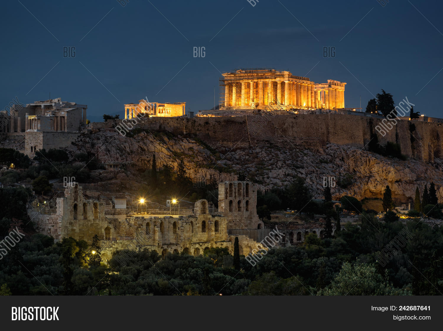 Parthenon At Night Wallpaper
