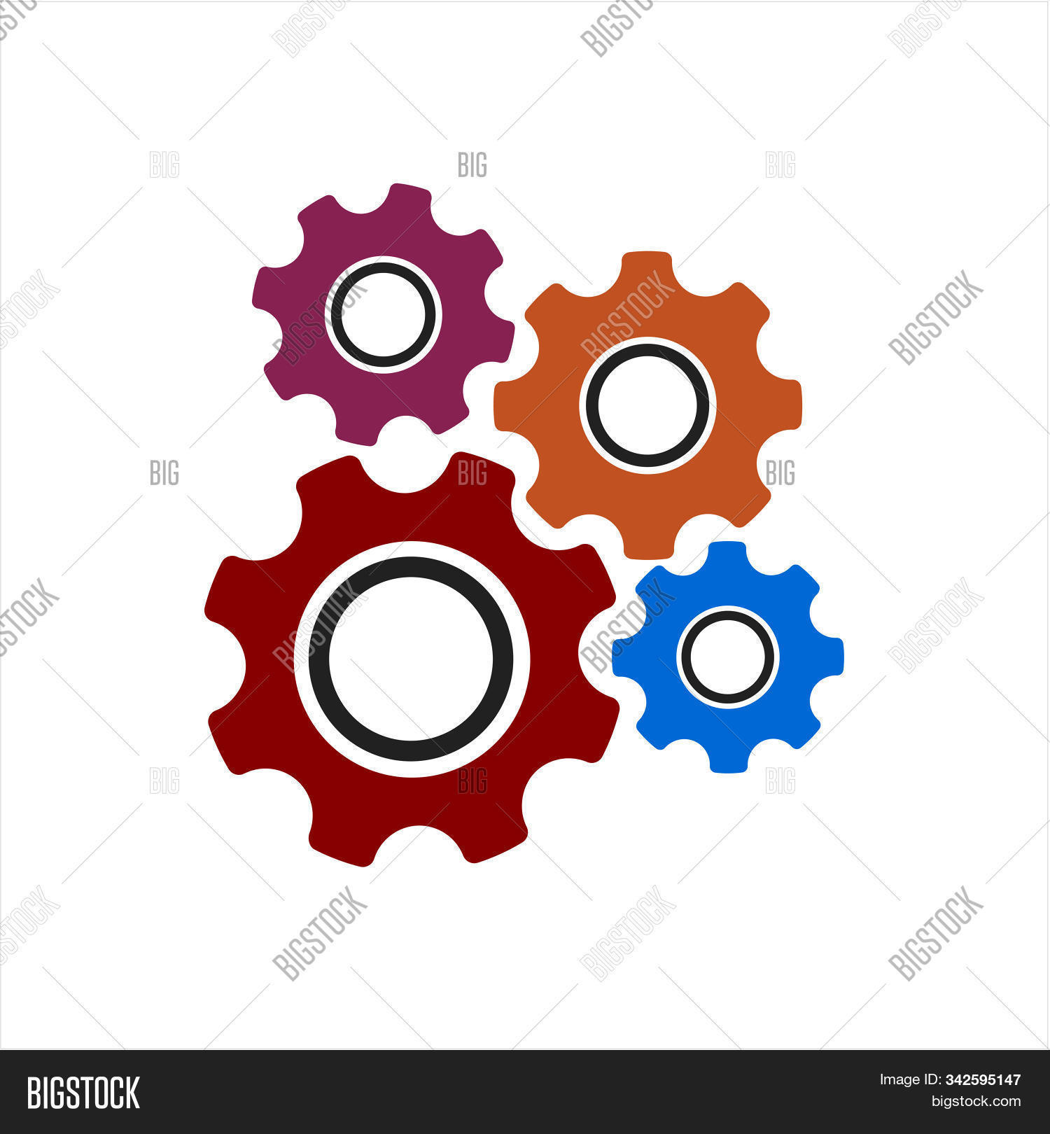 Colorful 4 Gear Icon Vector & Photo (Free Trial) | Bigstock