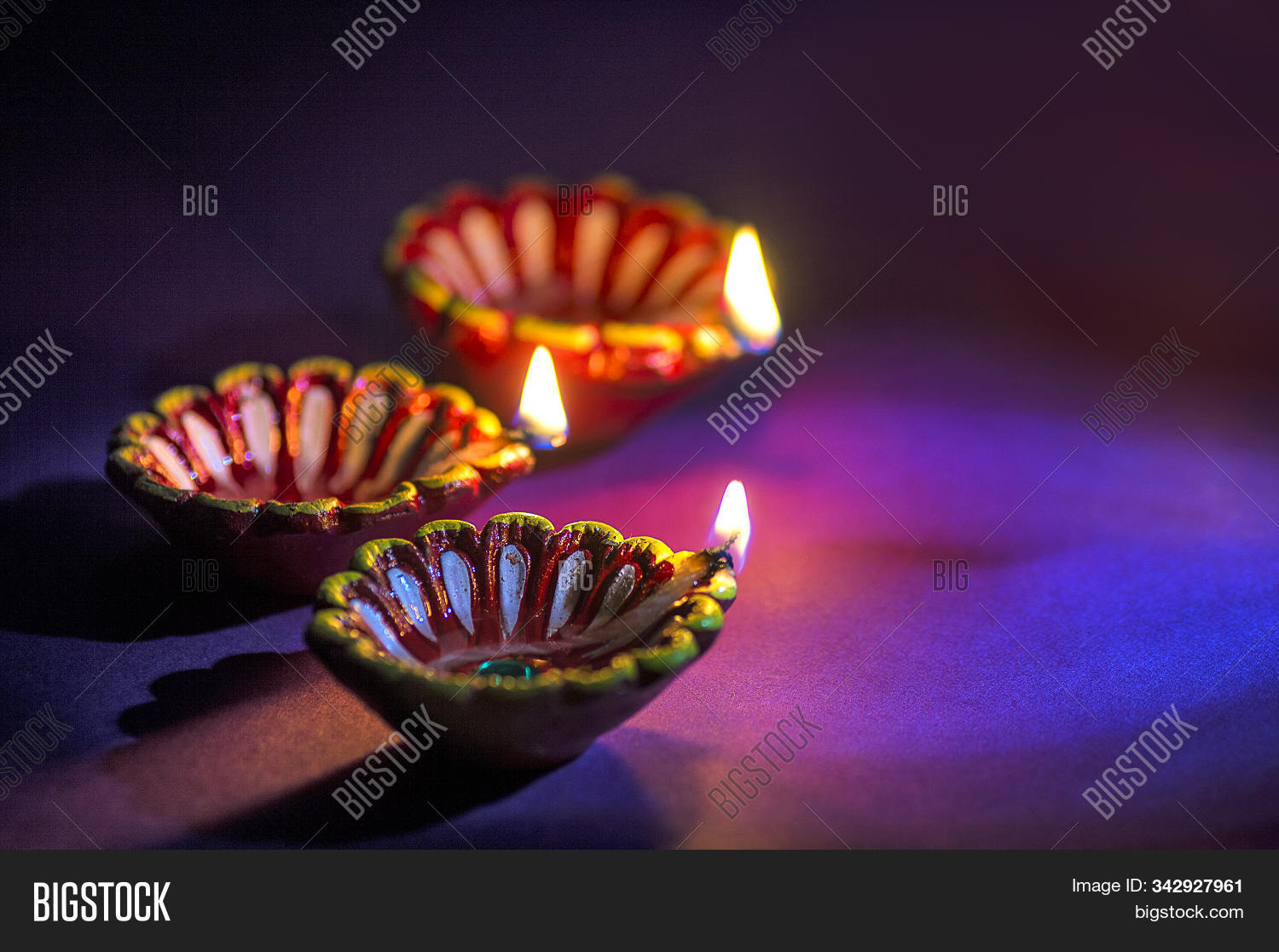Clay Diya Lamps Lit Image & Photo (Free Trial) | Bigstock