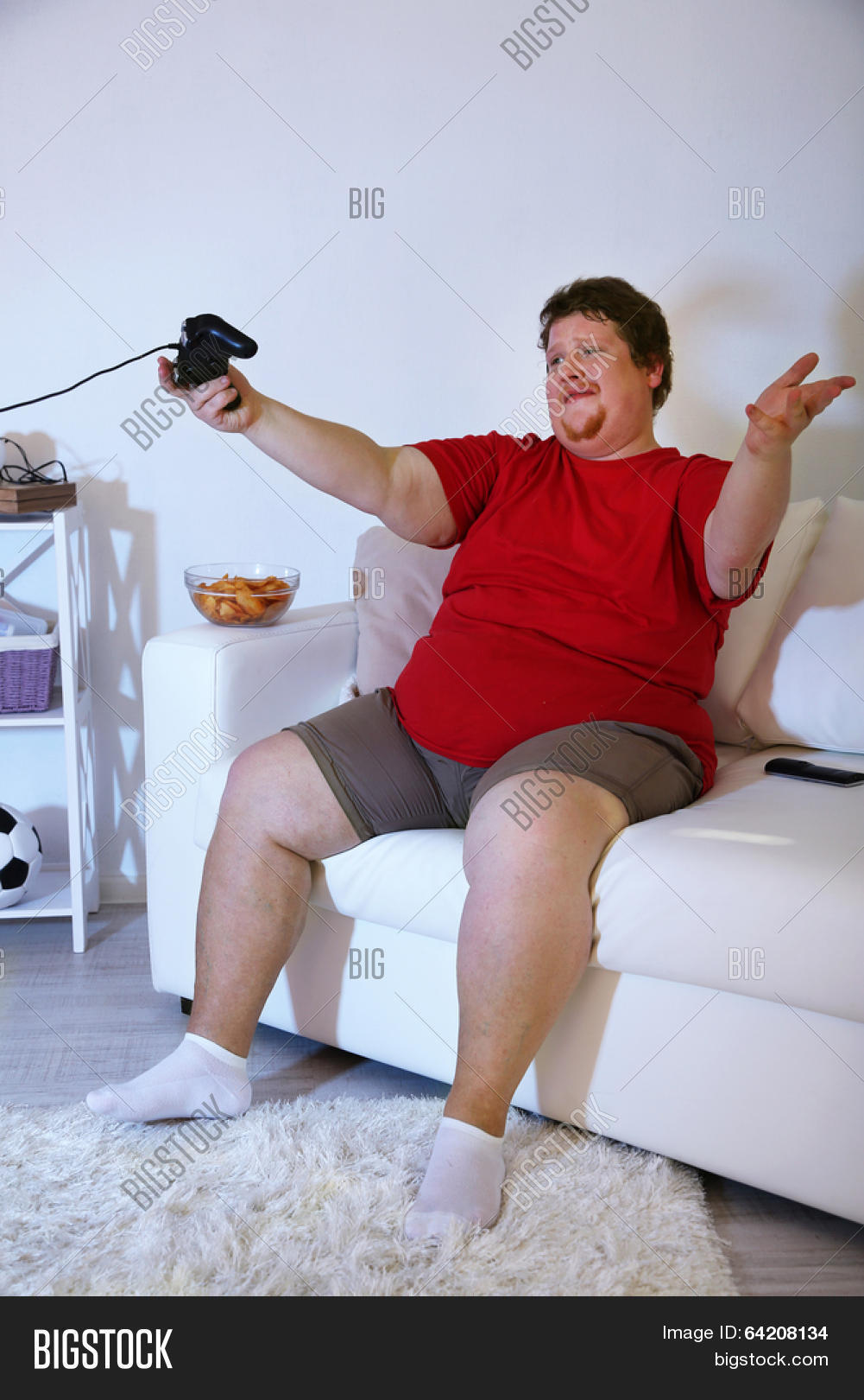 Fat Man Playing Video Image & Photo (Free Trial) | Bigstock