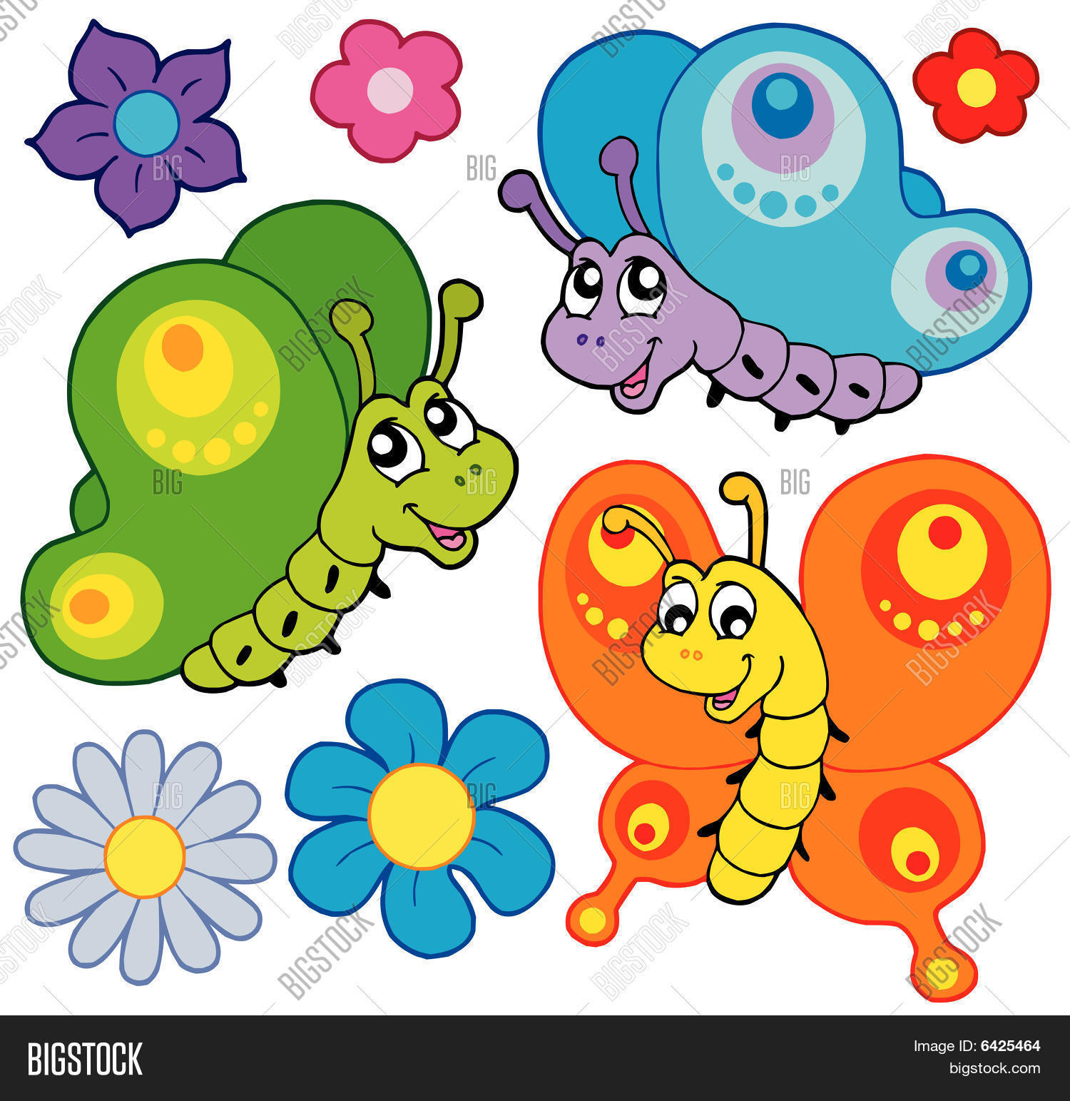 Cartoon Butterflies Vector & Photo (Free Trial) | Bigstock
