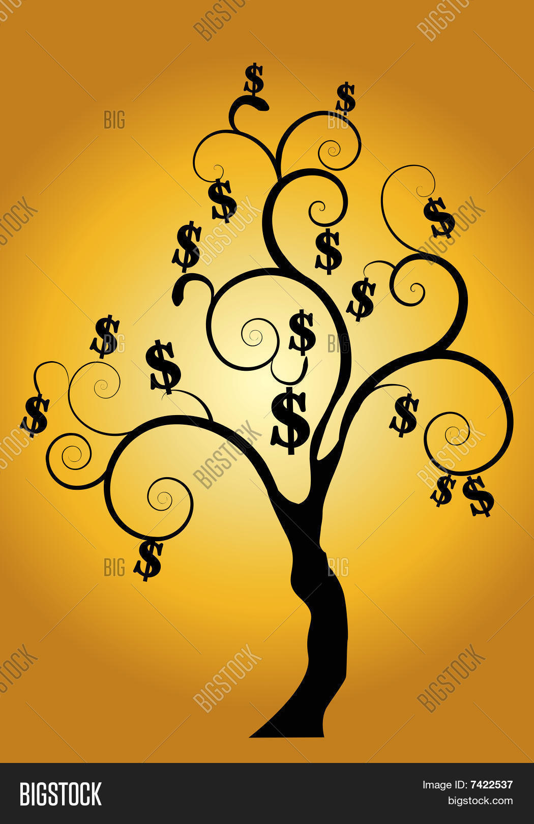 Money Tree On Gold Vector & Photo (Free Trial) | Bigstock