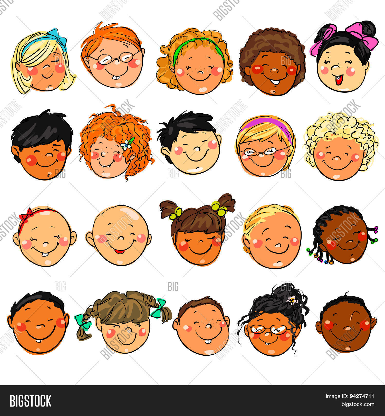 Happy Kids Faces. Vector & Photo (Free Trial) | Bigstock