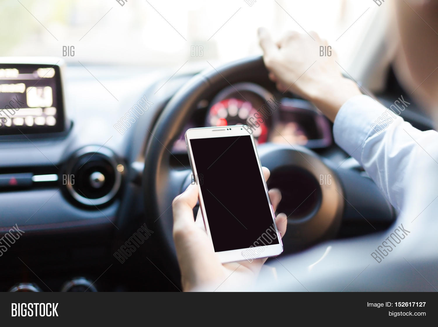 Man Using Phone While Image & Photo (Free Trial) | Bigstock