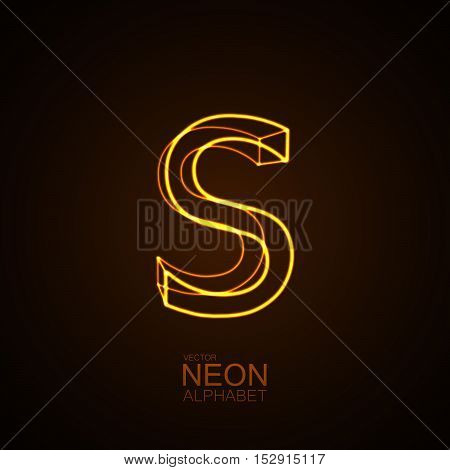 Neon 3D Letter S. Vector & Photo (Free Trial) | Bigstock