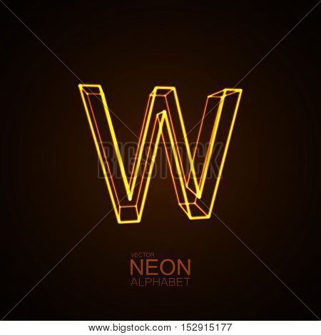Neon 3D Letter W. Vector & Photo (Free Trial) | Bigstock