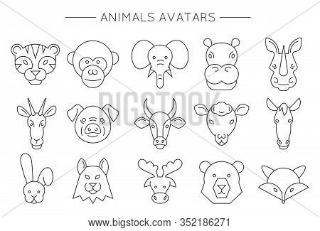 Animal Face Set. Vector & Photo (Free Trial) | Bigstock