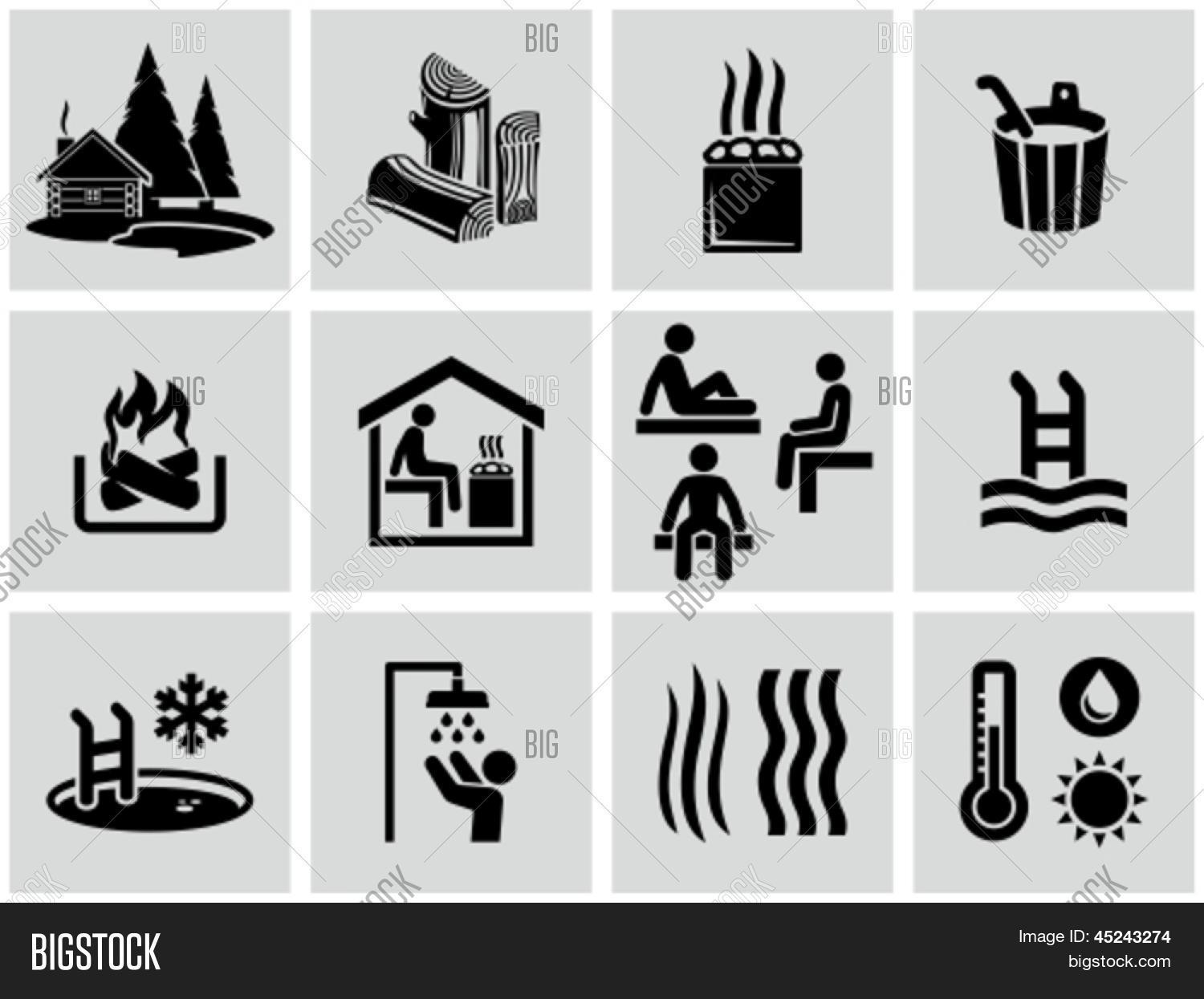 Sauna Icons Vector & Photo (Free Trial) | Bigstock
