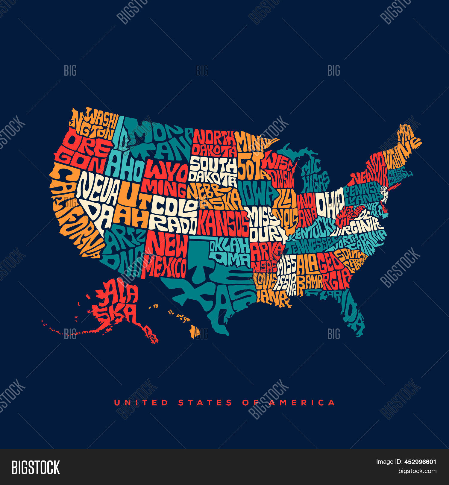 Usa Map Typography. Image & Photo (Free Trial) | Bigstock