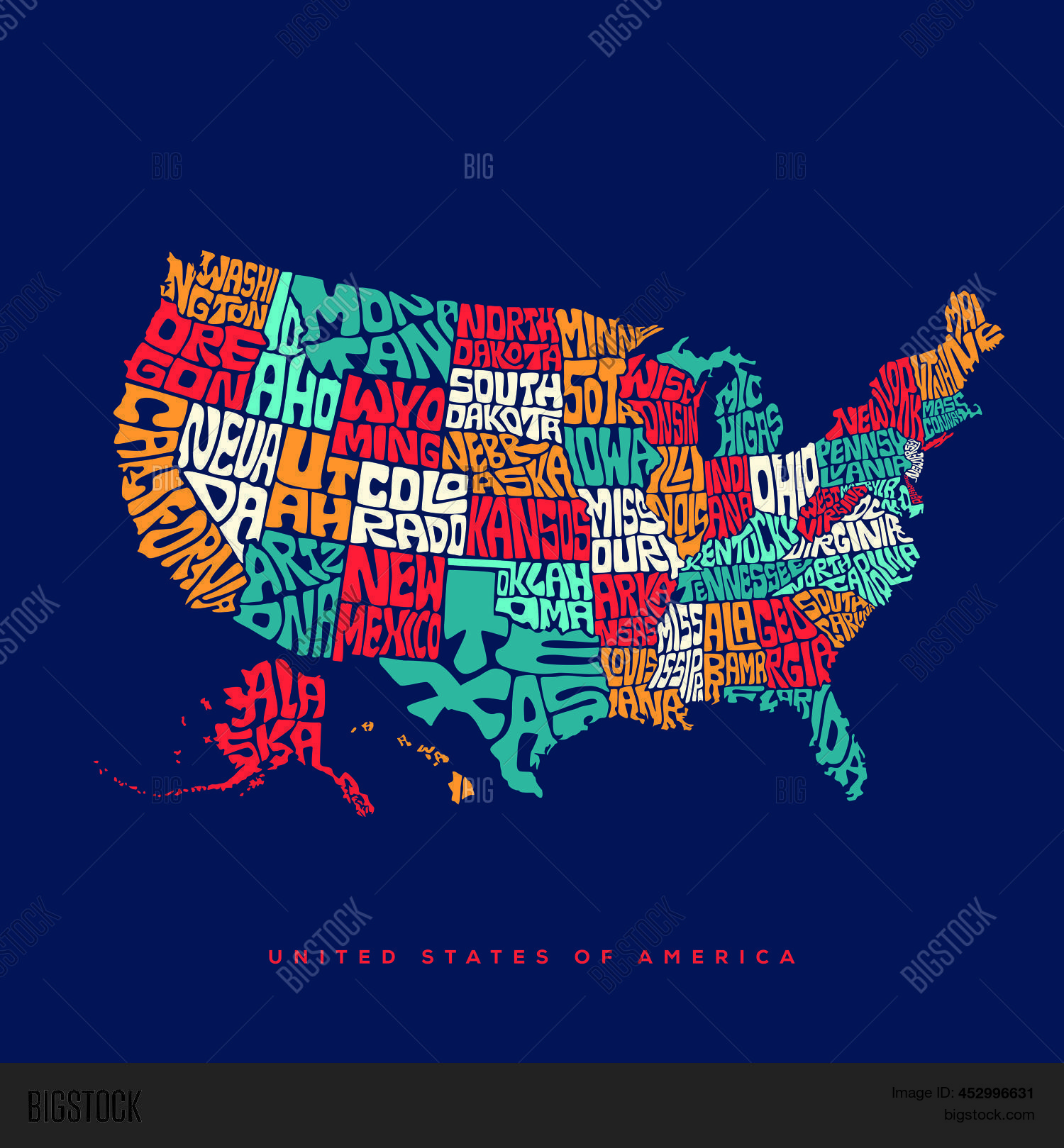 Usa Map Typography. Vector & Photo (Free Trial) | Bigstock