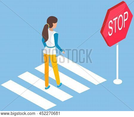Woman Crossing Road Vector & Photo (Free Trial) | Bigstock