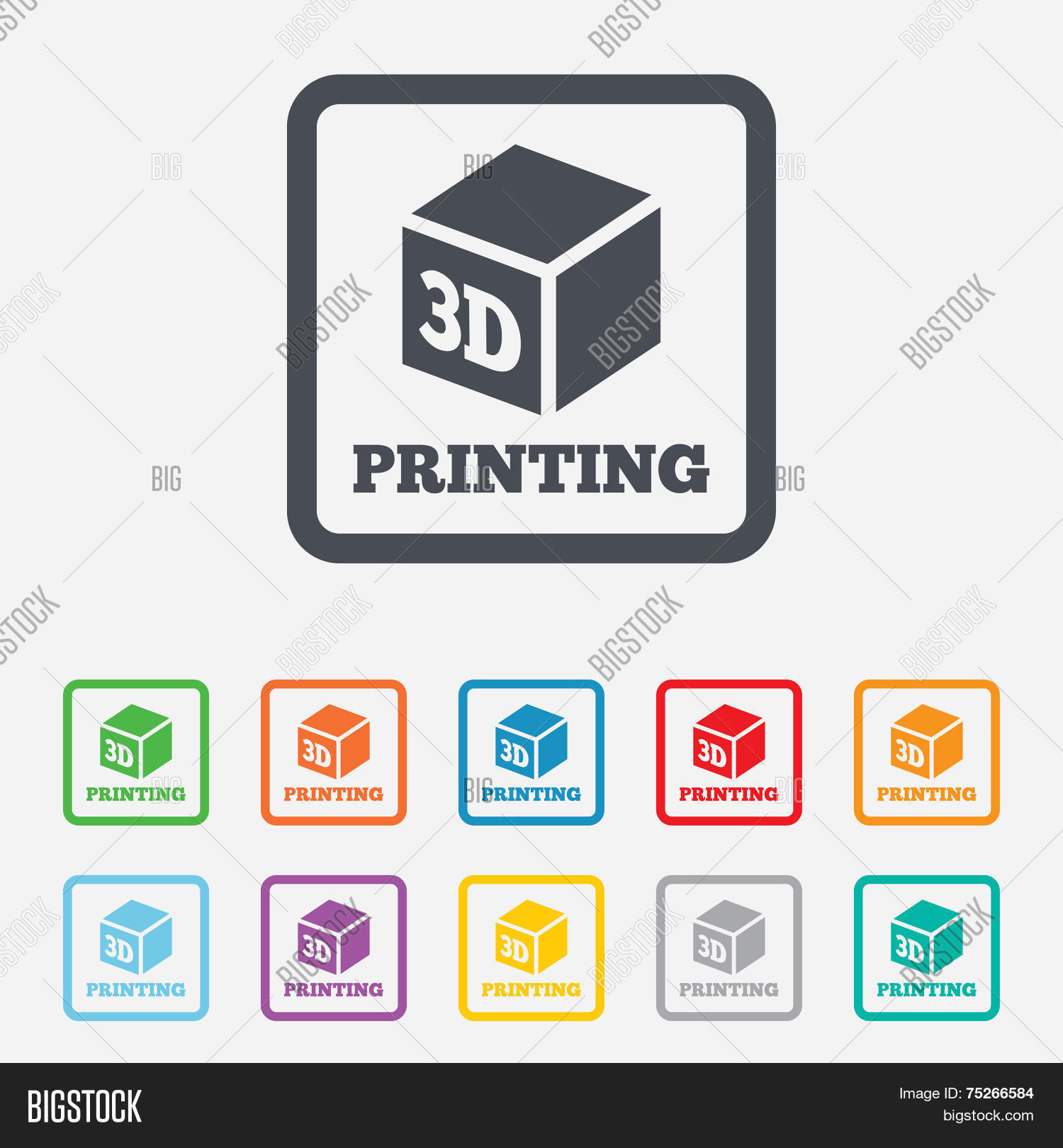 3D Print Sign Icon. Vector & Photo (Free Trial) | Bigstock