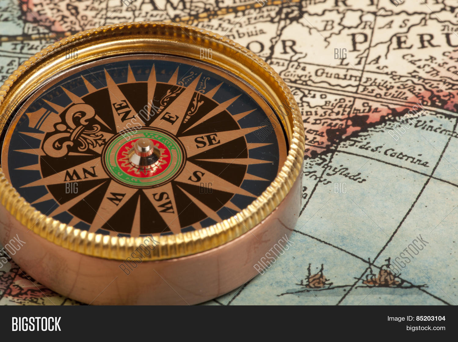 Old Compass On Vintage Image & Photo (Free Trial) | Bigstock