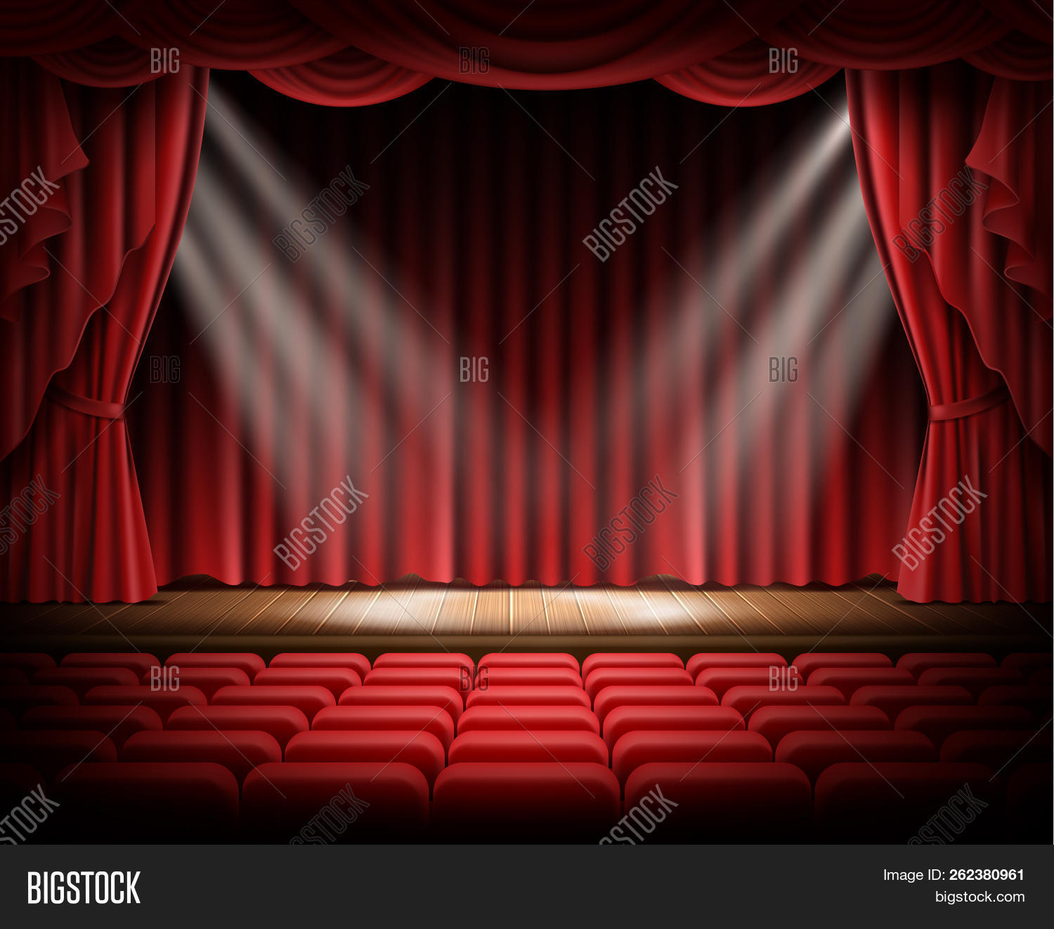 Red Stage Curtains Open