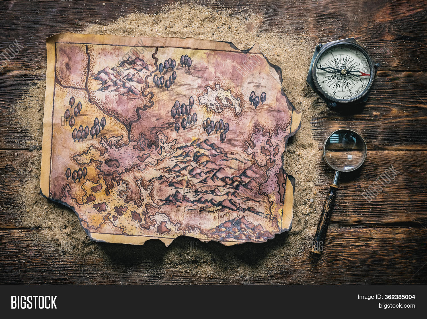 Treasure Map, Compass Image & Photo (Free Trial) | Bigstock