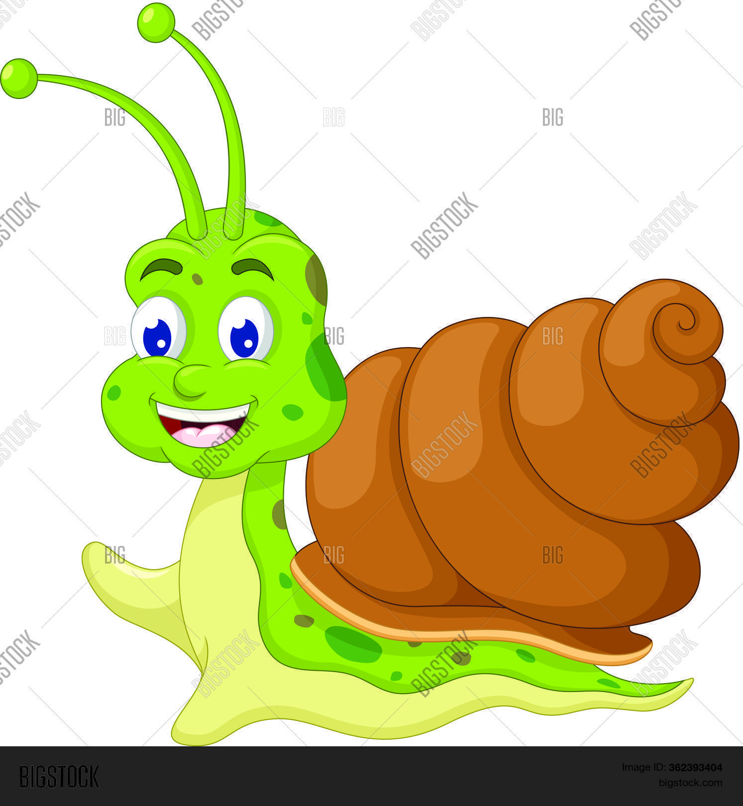 Funny Green Snail Vector & Photo (Free Trial) | Bigstock