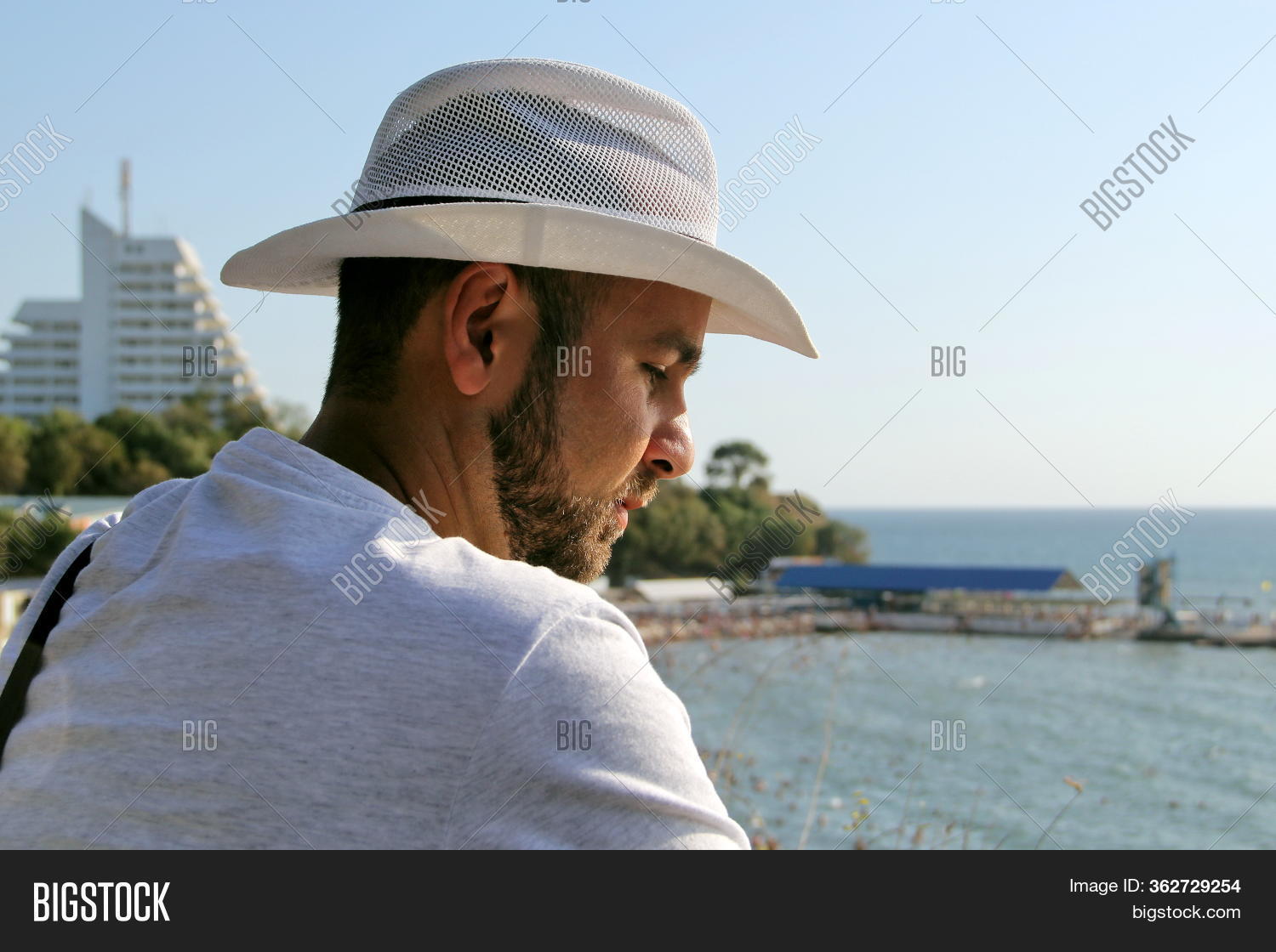 Man White Hat On Beach Image & Photo (Free Trial) | Bigstock