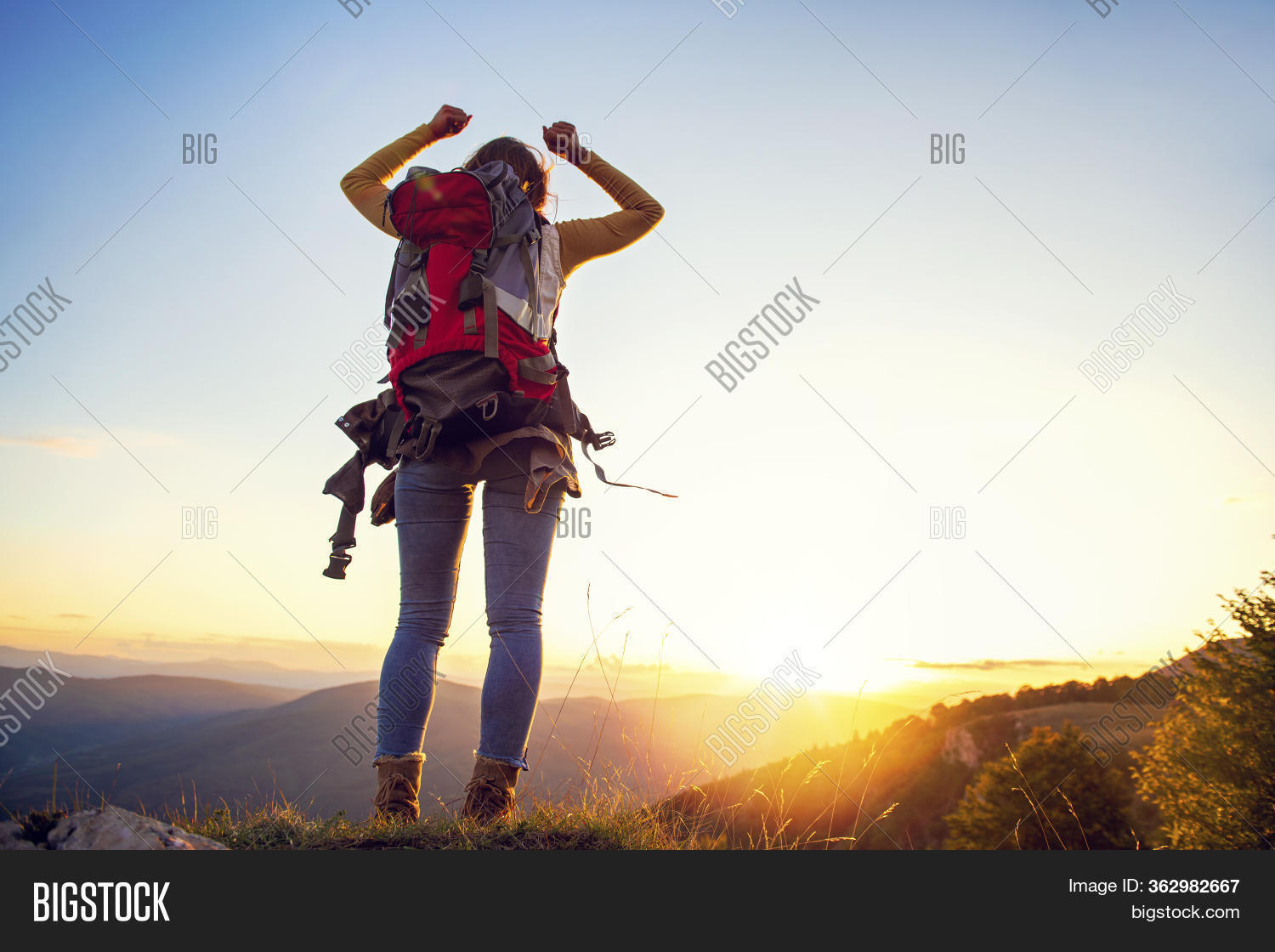 Cheering Woman Hiker Image & Photo (Free Trial) | Bigstock