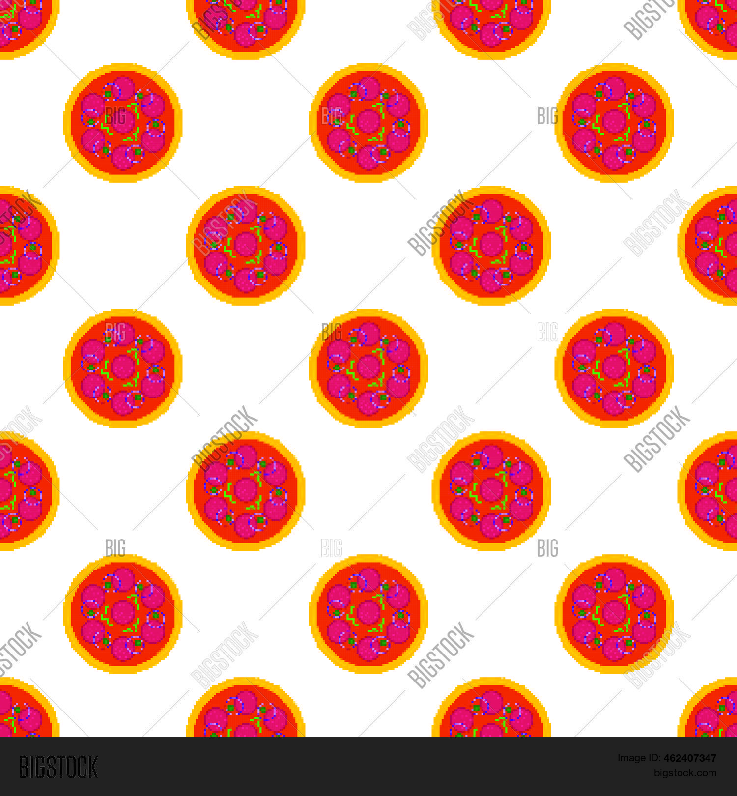 Pixel Pizza Seamless Vector & Photo (Free Trial) | Bigstock
