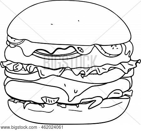 Cheeseburger Outline Vector & Photo (Free Trial) | Bigstock