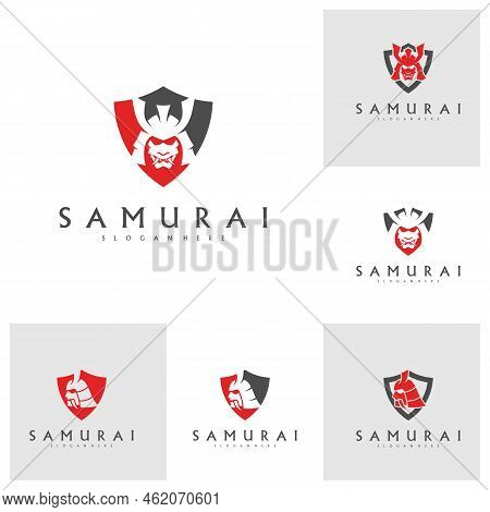 Set Samurai Head Logo Vector & Photo (Free Trial) | Bigstock