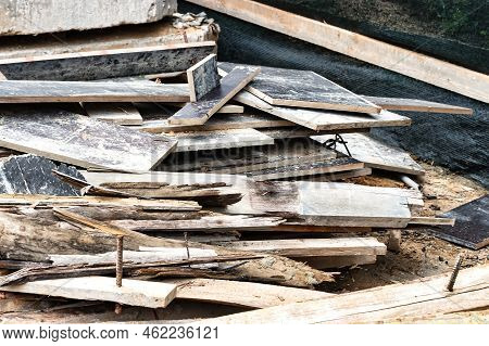 Construction Waste After Dismantling The Formwork Of A Reinforced ...