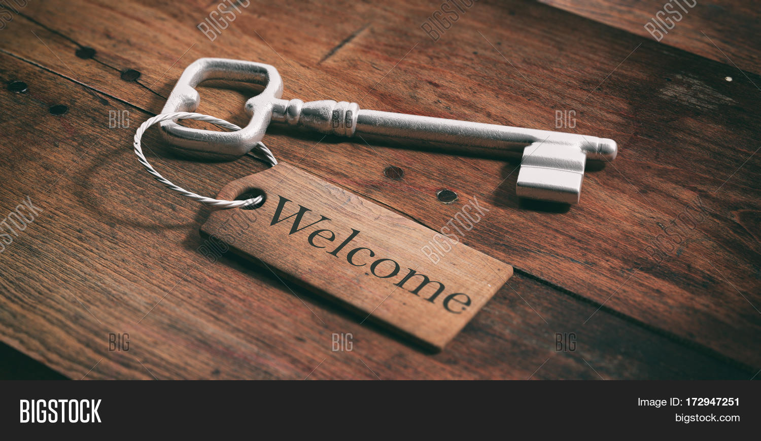 Old Key Tag Welcome On Image & Photo (Free Trial) | Bigstock