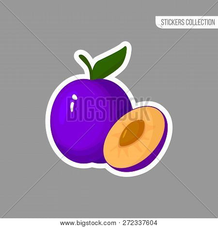 Plum Sticker Isolated Vector & Photo (Free Trial) | Bigstock