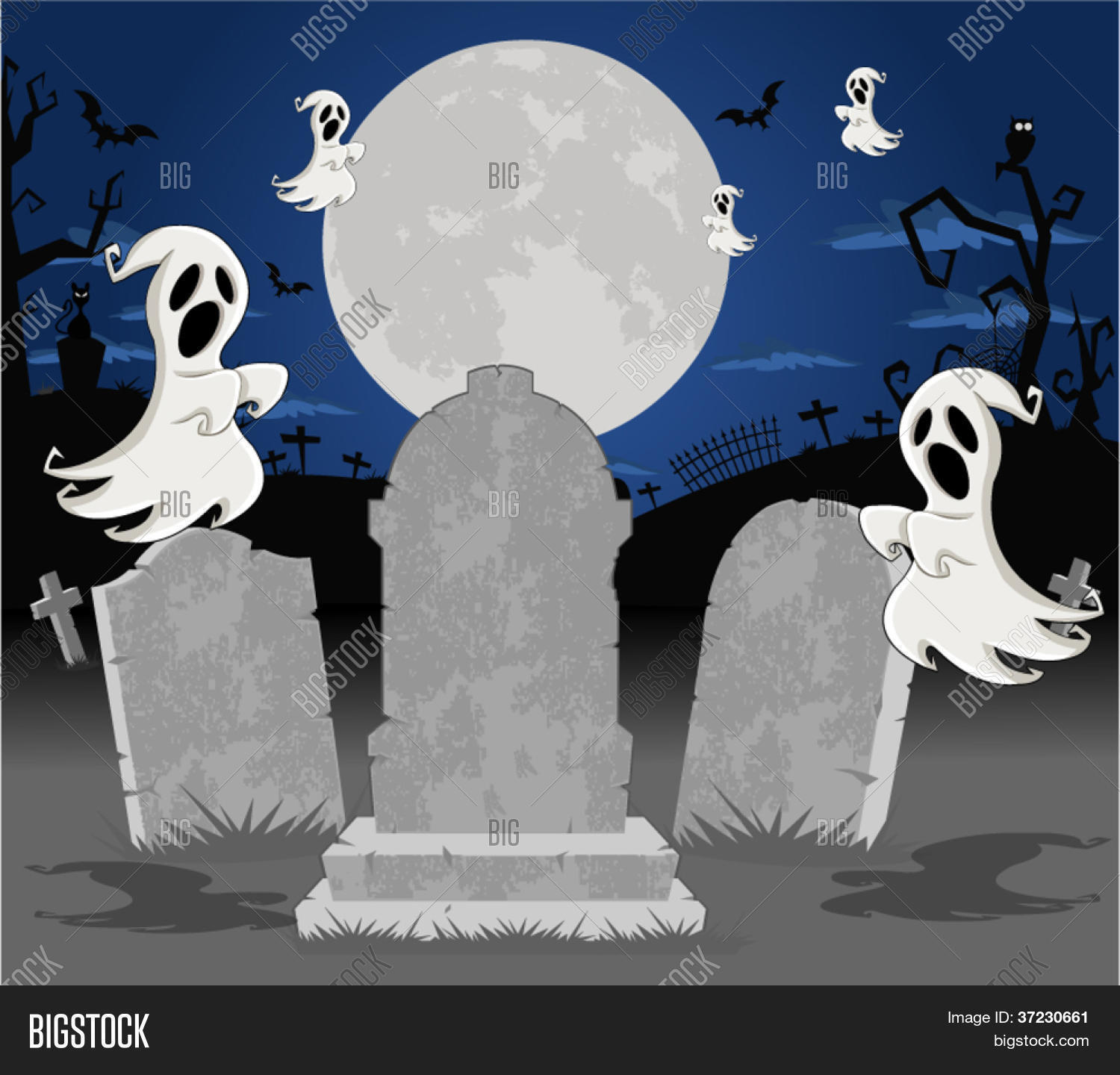 Halloween Cemetery Vector & Photo (Free Trial) | Bigstock