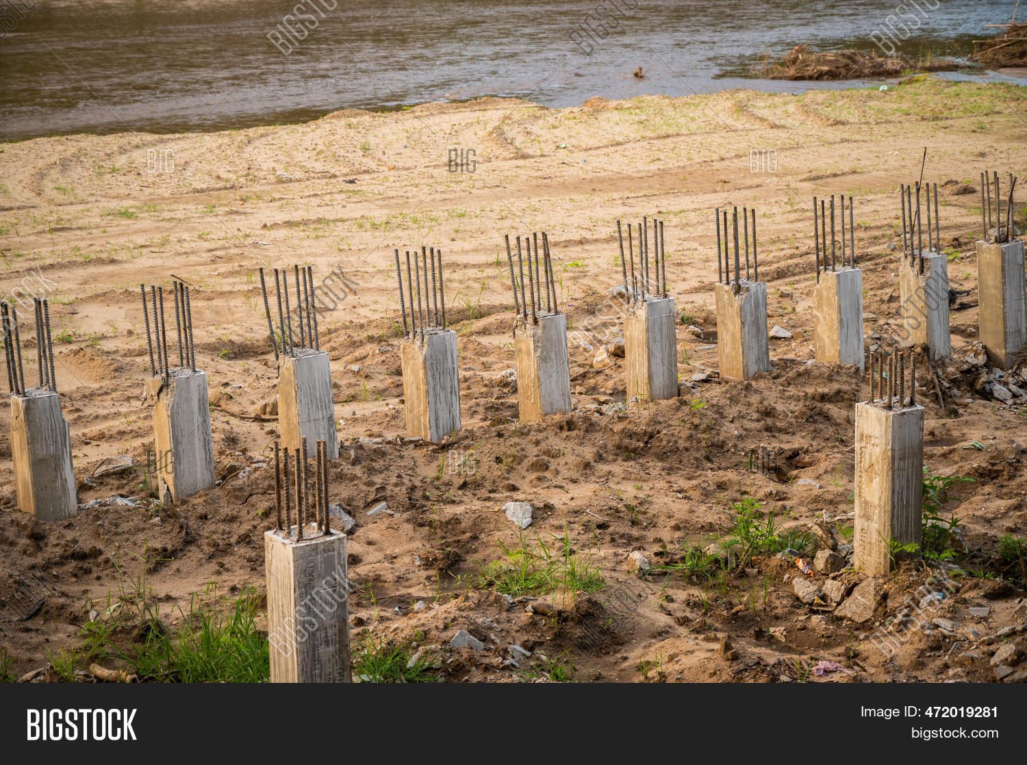 Rows Concrete Piles Image & Photo (Free Trial) | Bigstock
